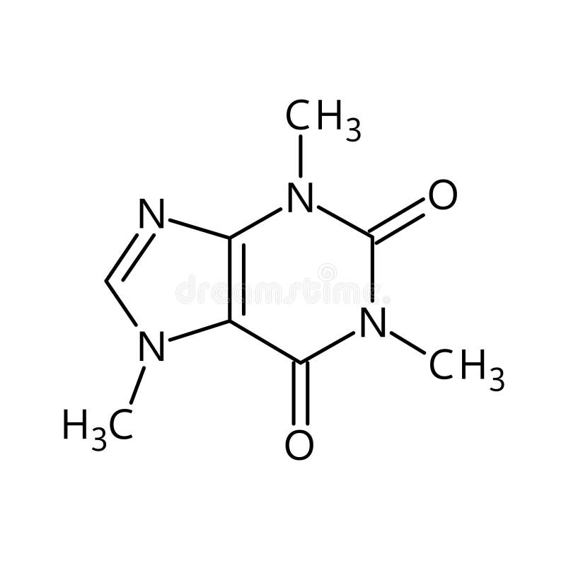 Caffeine Chemical Molecular Structural Formula Stock Illustration