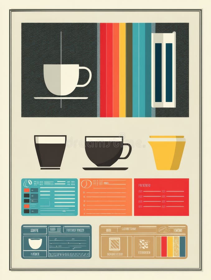 Caffeine Label Decoding Chart with Flat Design Showcasing Different ...