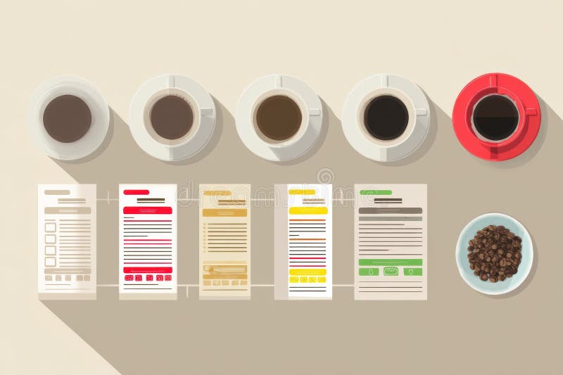 Caffeine Label Decoding Chart in Flat Design Displaying Various Coffee ...