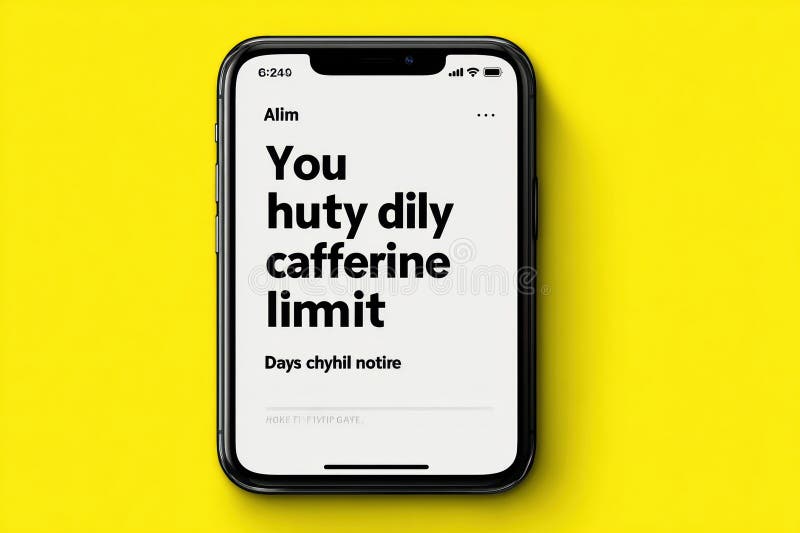 Daily Caffeine Limit Reached on Mobile Device with Bright Alert ...