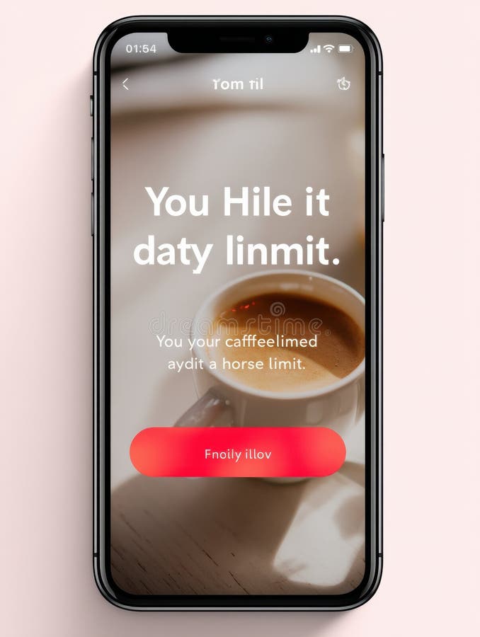 Daily Caffeine Limit Reached on Mobile Screen Alert Showing Maximum ...