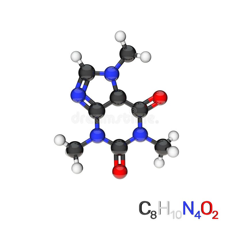 Caffeine Model Molecule. Isolated on White Background Stock ...