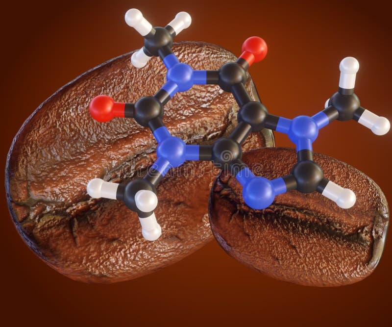 Caffeine Molecular Structure and Roasted Coffee Beans Stock ...