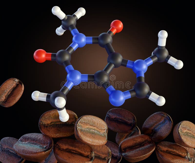 Caffeine Molecular Structure and Roasted Coffee Beans Stock ...