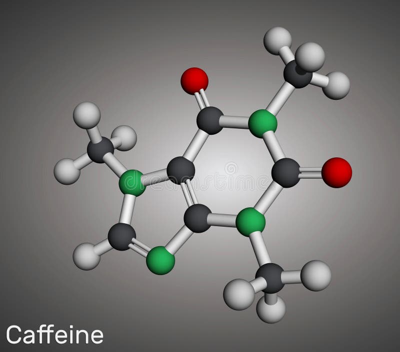 Caffeine Molecule. Molecular Model Stock Illustration - Illustration of ...