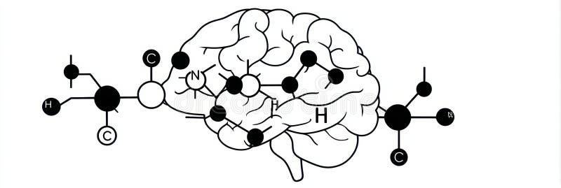 Caffeine Molecule Representation Inside Abstract Brain Icon ...