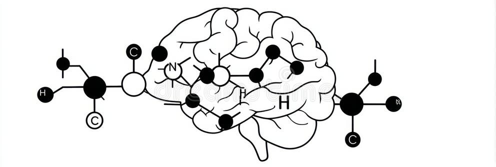 Caffeine Molecule Representation Inside Abstract Brain Icon ...