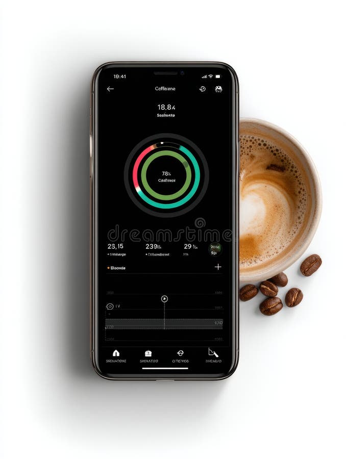 Caffeine Tracker App Interface Displaying daily Intake Data and ...