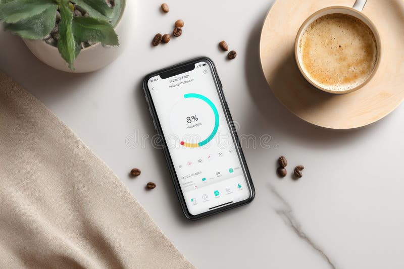Caffeine Tracker App Interface Displayed on Smartphone with Coffee Cup ...