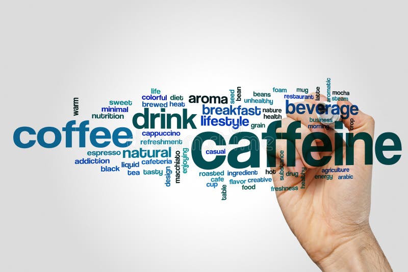 Caffeine Addiction Word Cloud Concept on Grey Background Stock Photo ...