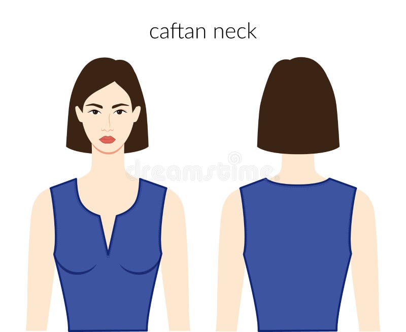Caftan Neckline Clothes Character Beautiful Lady In Blue Top Shirt