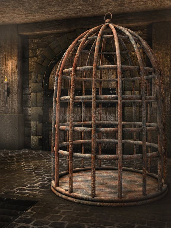 Cage in a dungeon stock illustration. Illustration of cage - 39353860