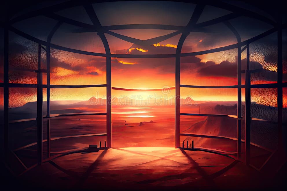 Cage Fight Arena with View of the Sunset, for Dramatic and Inspiring ...