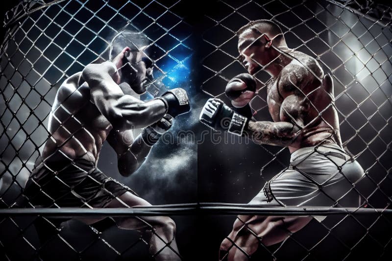 Cage Fight with Two Fighters in the Final Round, Each with Their Own ...