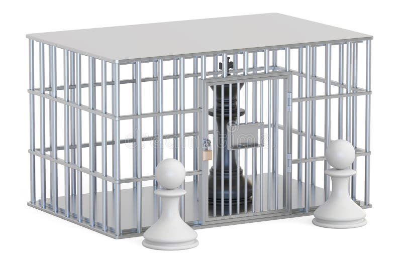 Cage, Prison Cell with Chess King Stock Illustration - Illustration of ...