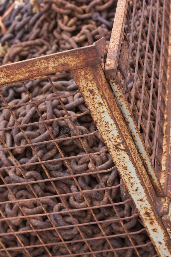 Cage with scrap iron stock photo. Image of chains, weathered - 8800634