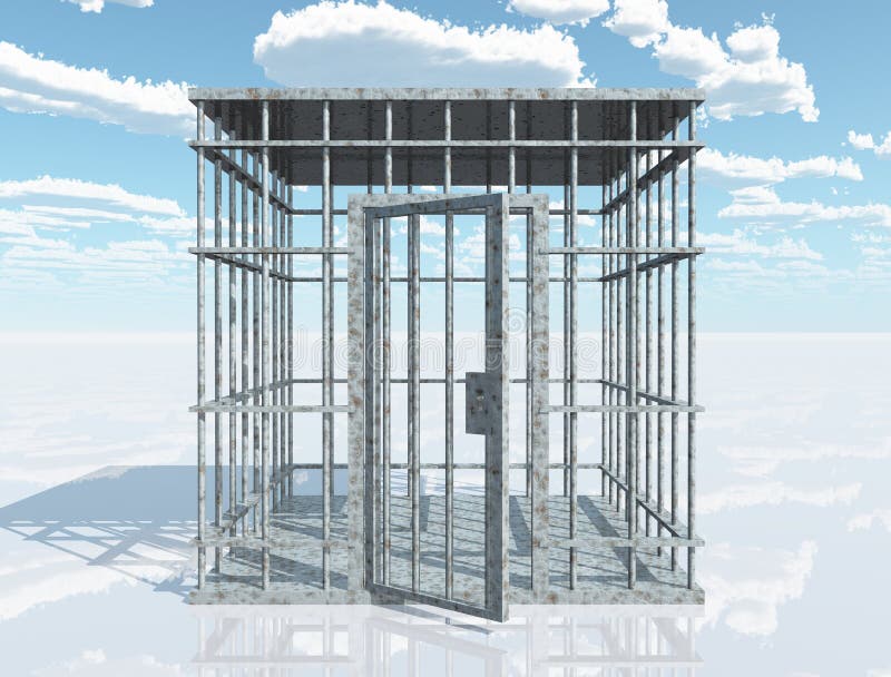 Cage with steel bars stock illustration. Illustration of prison - 233161938