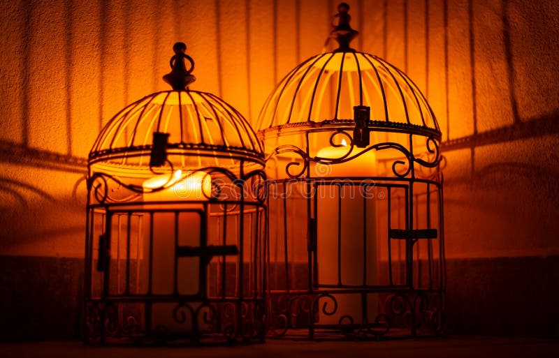 Caged candle lights stock image. Image of color, beauty - 153151253