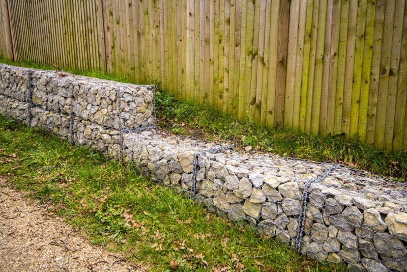 Caged Stone Block Wall for Construction Projects Stock Photo - Image of ...