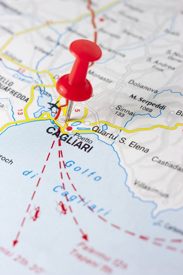 Cagliari on the map stock image. Image of mediterranean - 53874863