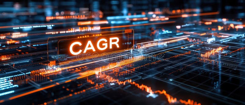 CAGR Data Visualization with Glowing Lines and Graphs Compound Annual ...