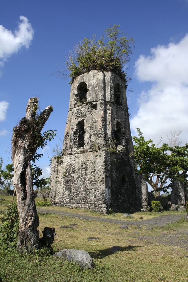 Cagsawa Church Ruins Mayon Volcano Philippines Stock Photo - Image of ...