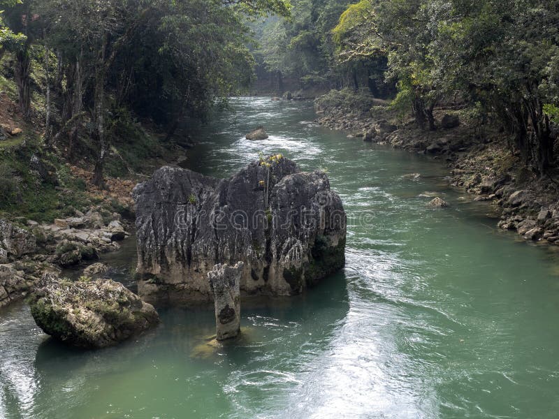 Cahabon River, Forms Numerous Cascades, Semuc Champey, Guatemala Stock ...