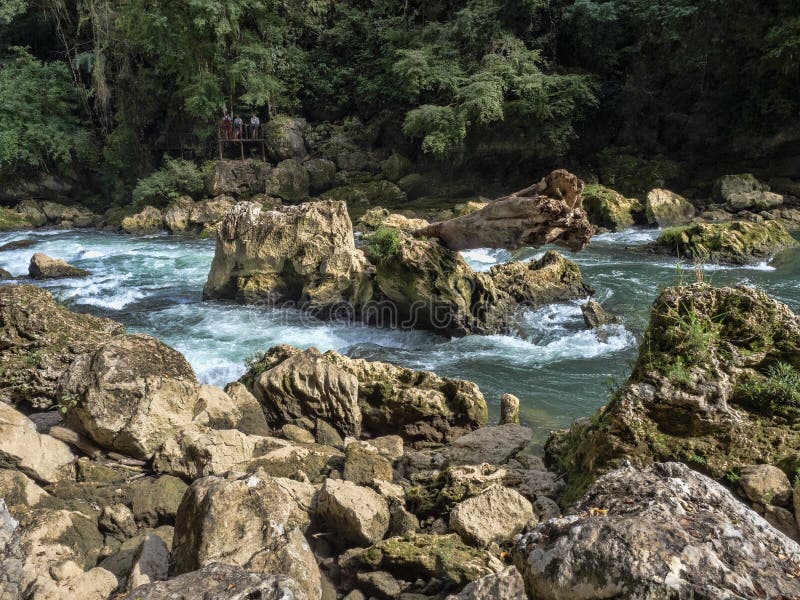 Cahabon River, Forms Numerous Cascades, Semuc Champey, Guatemala Stock ...