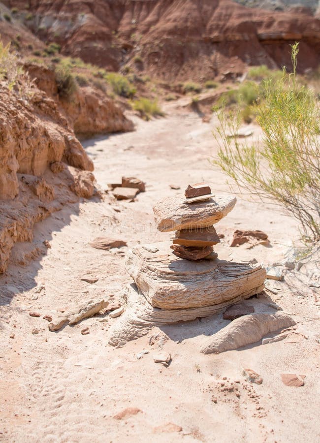 Cairn Along Sandy Trail stock photo. Image of geology - 101065216