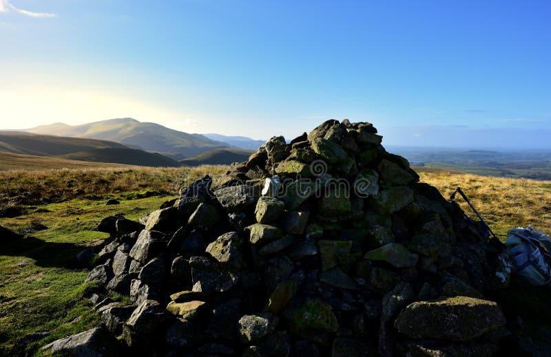 Cairn on Grea Sca Fell stock photo. Image of district - 108910444
