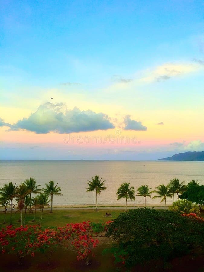 Cairns Tropical Summer Ocean Sunset Stock Photo - Image of summer ...