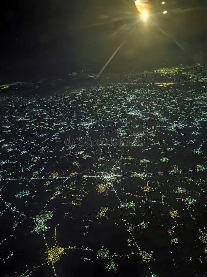 Cairo City Form the Sky in the Night Stock Image - Image of form ...