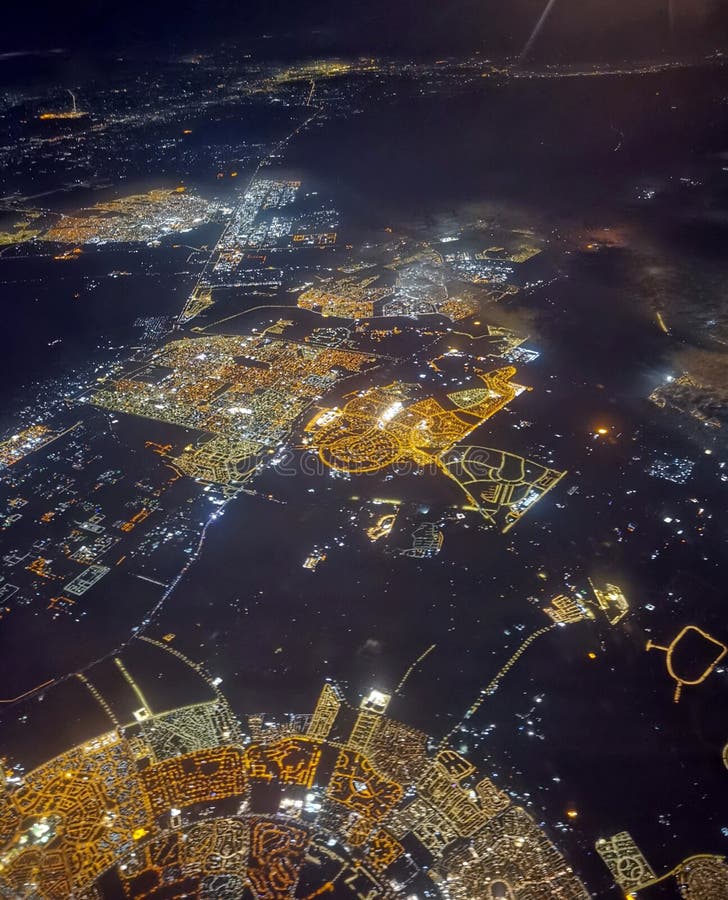 Cairo City Form the Sky in the Night Stock Photo - Image of ...