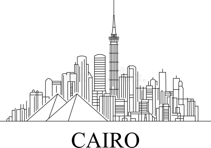Cairo City Line Draw Free Vector Stock Vector - Illustration of simple ...
