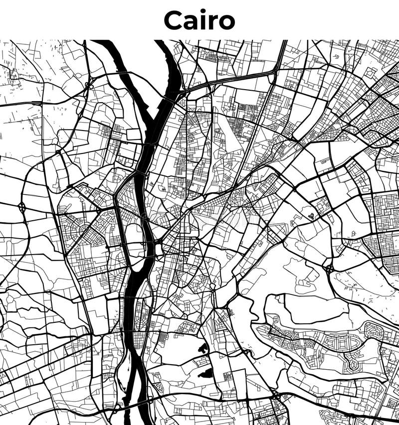 Cairo City Map, Cartography Map, Street Layout Map Stock Vector ...