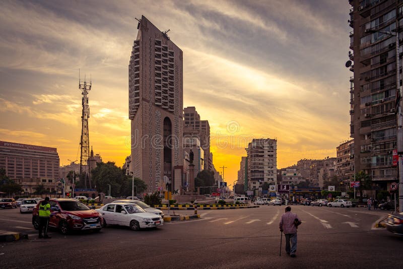 Cairo, Egypt - City Streets at Sunset Editorial Stock Image - Image of ...