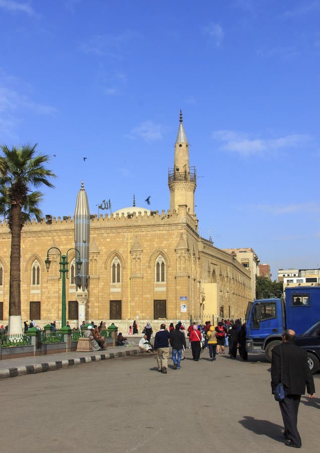 Al Hussein Mosque - Cairo - Egypt Stock Image - Image of tower, cloud ...