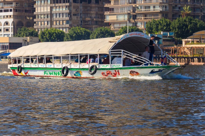 Pleasure Boat on Sailing Down the Nile River in Cairo, Egypt Editorial ...
