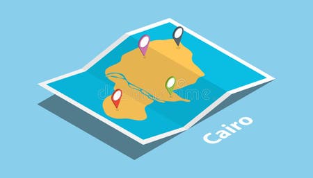 Cairo Egypt Explore Maps Location with Folded Map and Pin Location ...