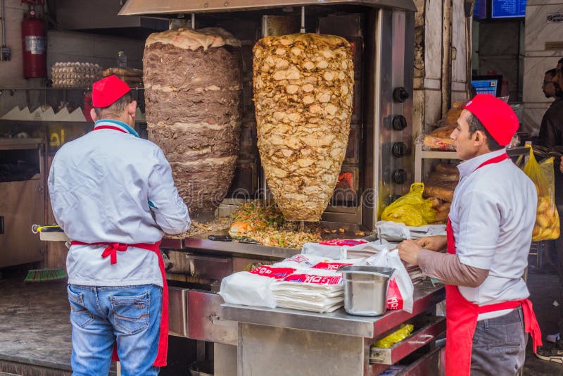 CAIRO, EGYPT - JANUARY 26, 2019: Shawarma Street Food Stall in Cairo ... CAIRO, EGYPT - JANUARY 26, 2019: Shawarma Street Food Stall in Cairo ...
