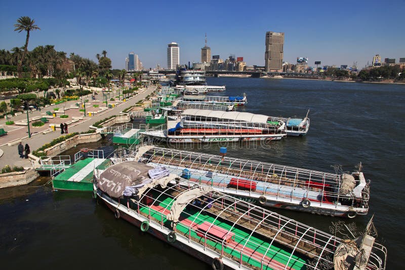 Cairo, Egypt - 05 Mar 2017. Center of Cairo on Nile River, Egypt ...