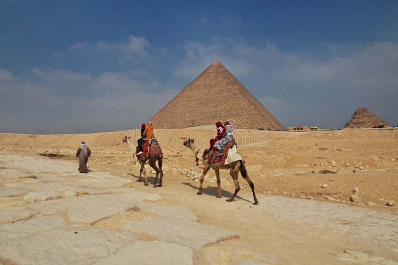 Cairo, Egypt - 06 Mar 2017. the People Close Great Pyramids in Giza ...