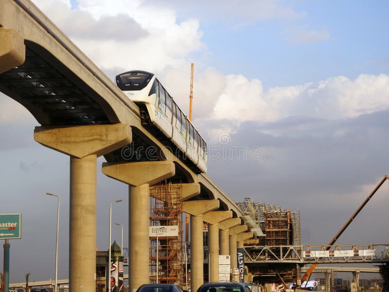 Cairo, Egypt, November 14 2023: Egypt Monorail on Its Track in Front of ...