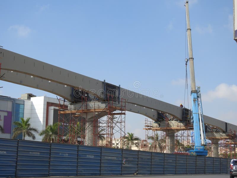 Cairo, Egypt, October 14 2022: Construction Site of New Cairo Monorail ...