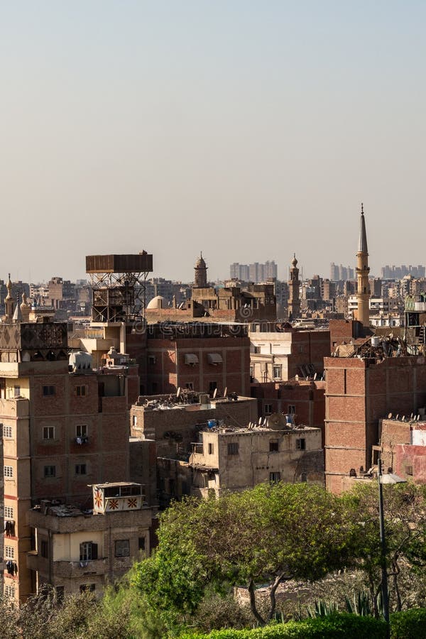 Cairo, Egypt. Panoramic View of Cairo. Mosques and Rooftops of Buildings. Stock Image - Image of ...