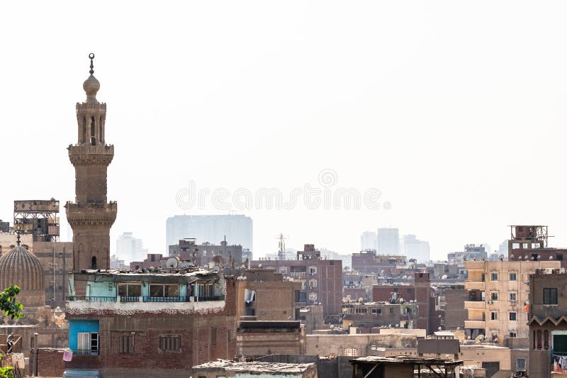 Cairo, Egypt. Panoramic View of Cairo. Mosques and Rooftops of ...