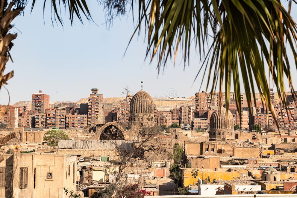 Cairo, Egypt. Panoramic View of Cairo. Mosques and Rooftops of Buildings. Stock Image - Image of ...