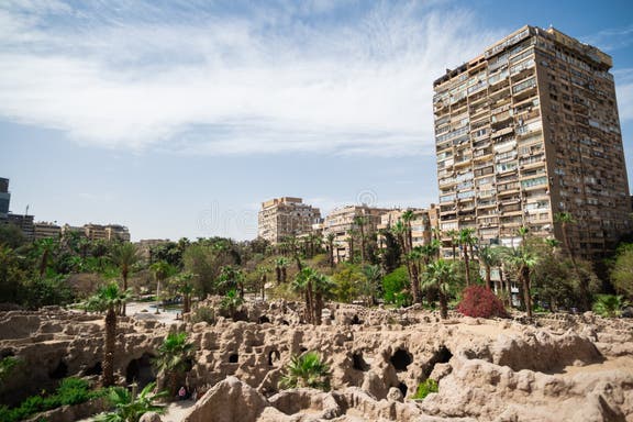 Cairo, Egypt. Panoramic View of Cairo. Mosques and Rooftops of ...
