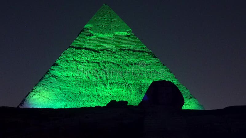 Cairo, Egypt - 2019-05-03 - Pyramid Light Show - Illumination Shifts To ...