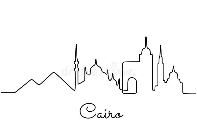 Cairo Egypt Skyline Continuous Line Drawing. Building and Architecture ...